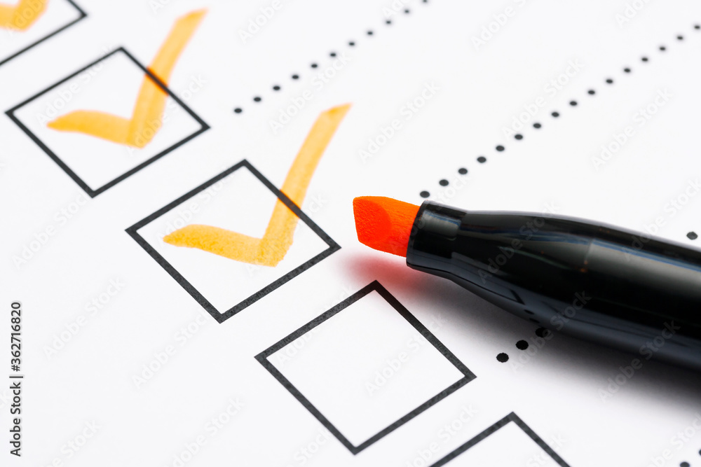 Check list and marker Stock Photo | Adobe Stock