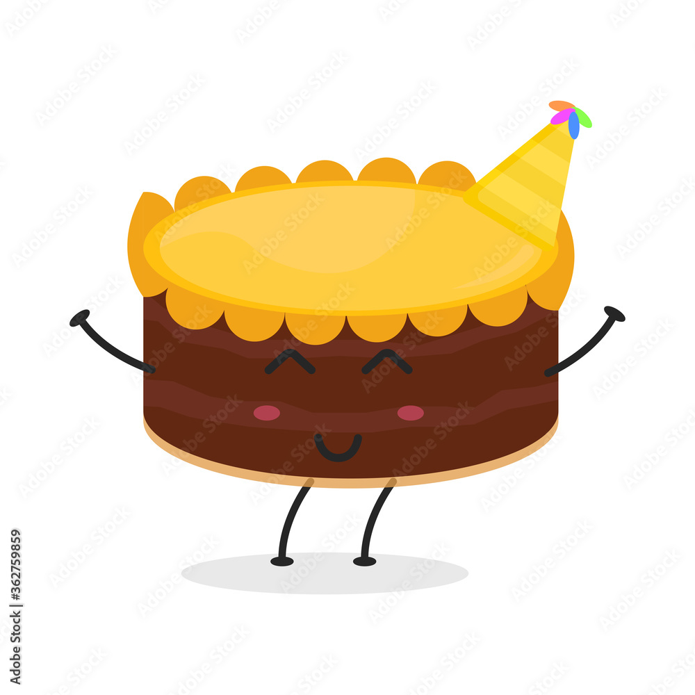 Cute flat cartoon birthday cake illustration. Vector illustration of ...