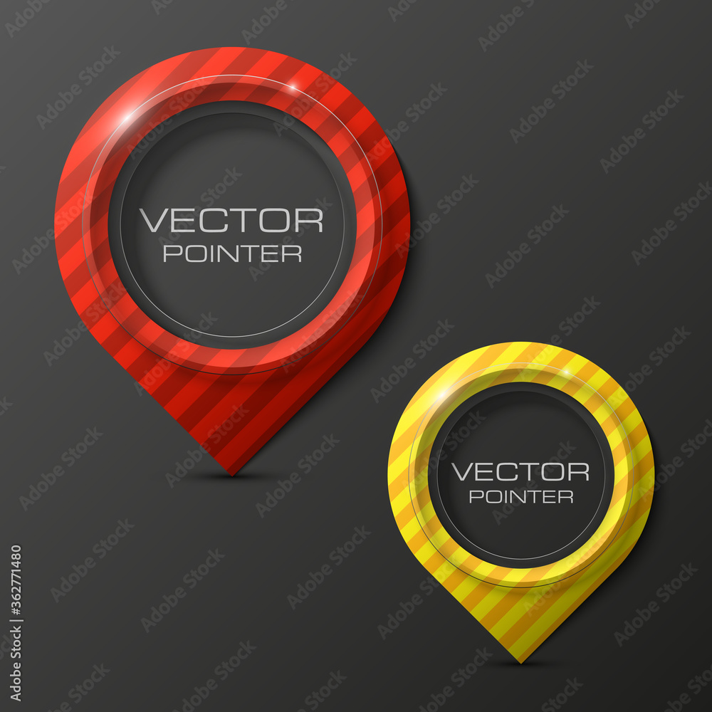 Index location on the map. Pointer position. Marker standing. Indicator ...