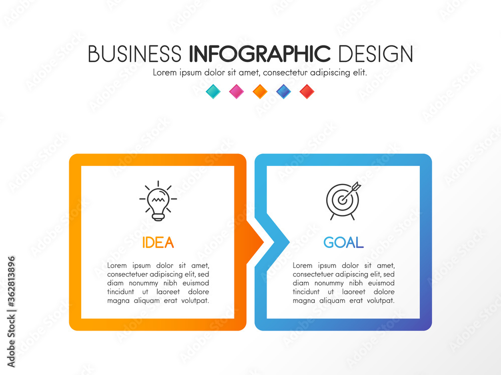 Colourful infographic template with 2 options. Flowchart. Vector Stock ...
