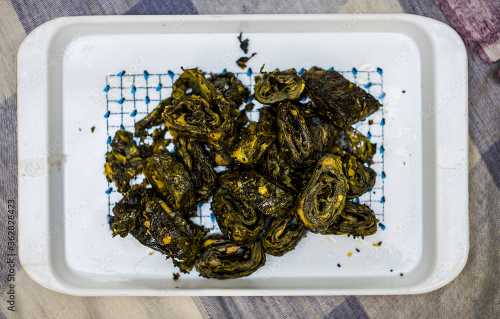 Indian Patra also known as Patrode. Patrode is vegetarian dish from ...