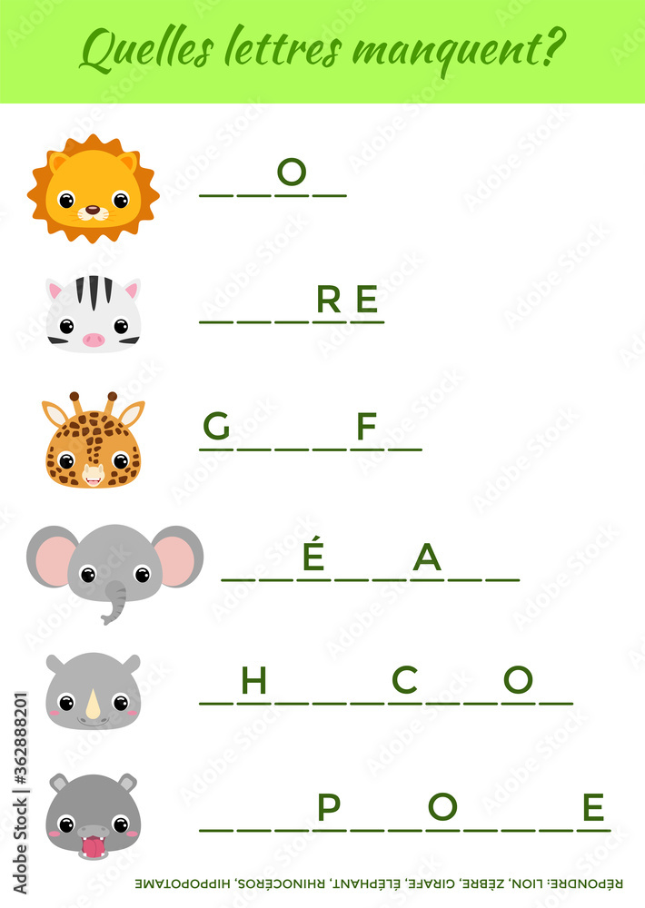 Quelles lettres manquent? - What letters are missing? Complete the ...