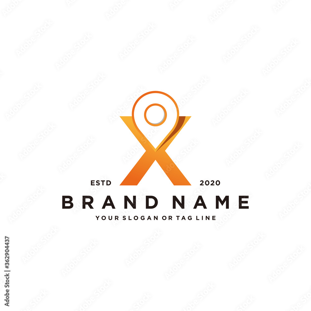 letter X map pin logo design vector Stock Vector | Adobe Stock