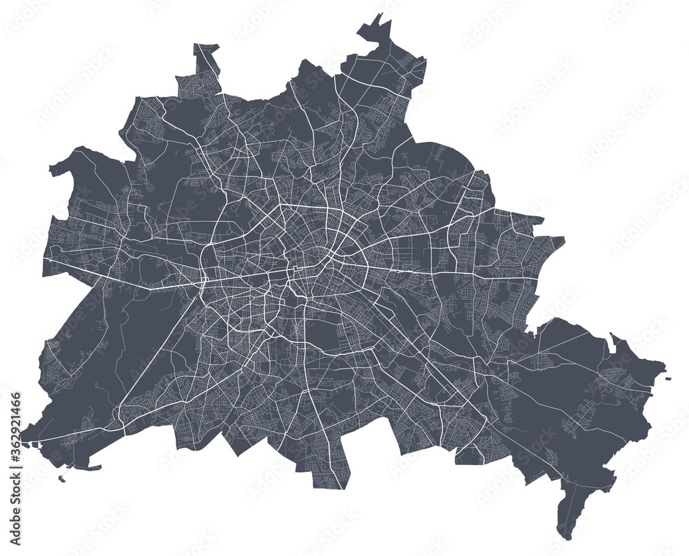 Vector de Stock Berlin map. Detailed map of Berlin city poster with ...