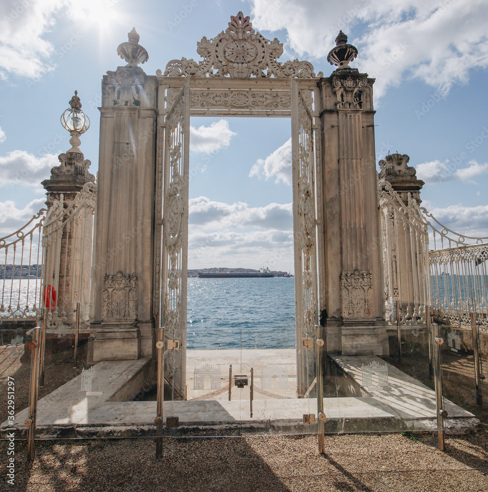 Gate in the garden of Dolmabahce Palace, Istanbul, Turkey Stock Photo ...