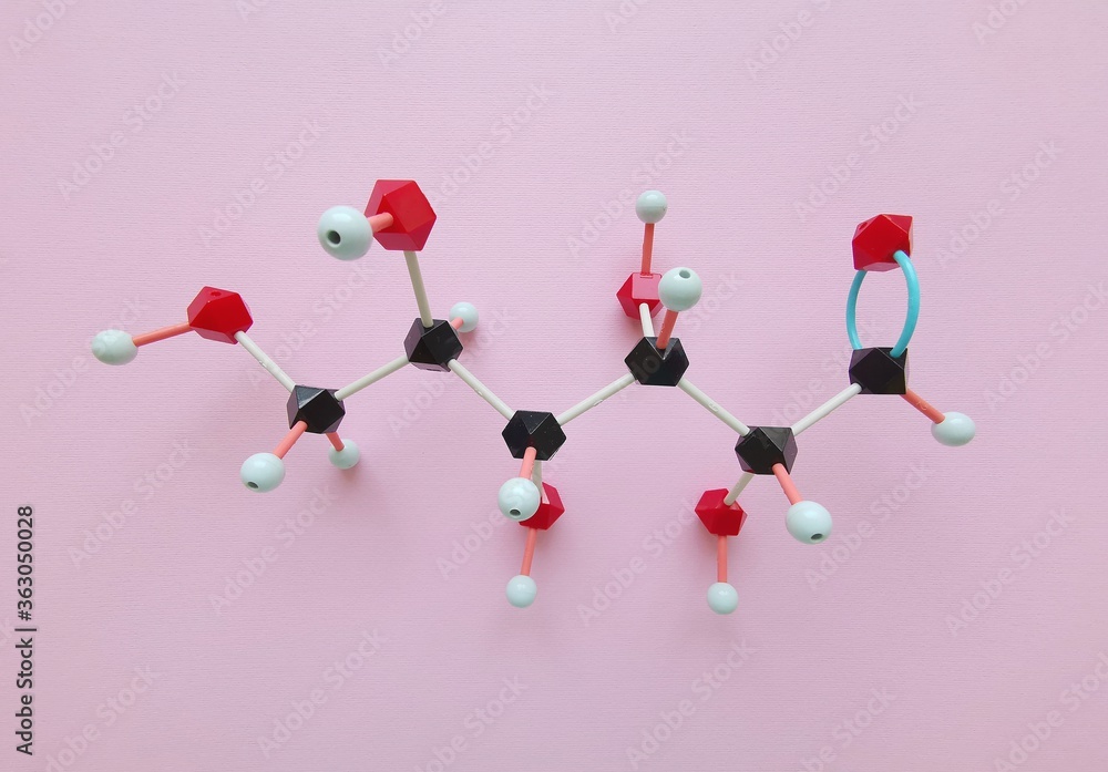 Molecular structure model of glucose molecule. D-Glucose (dextrose ...