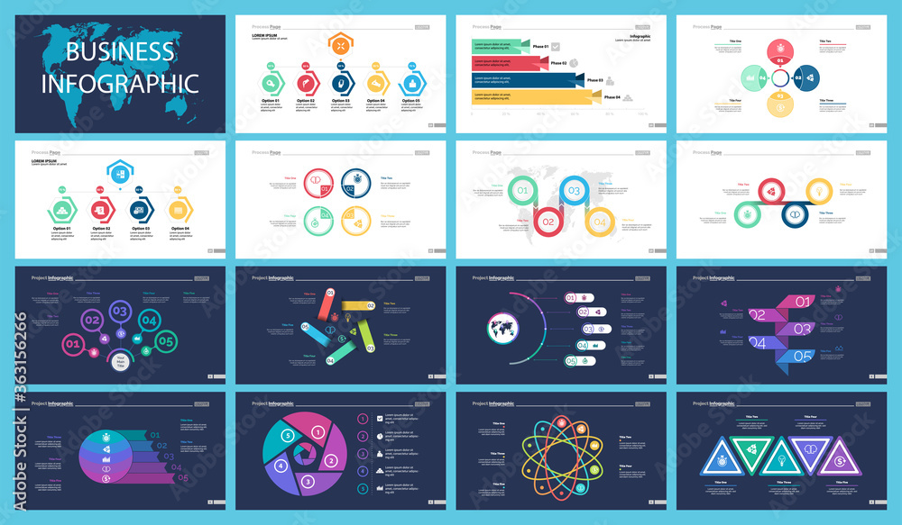 Colorful infographic charts set. Business design elements for ...