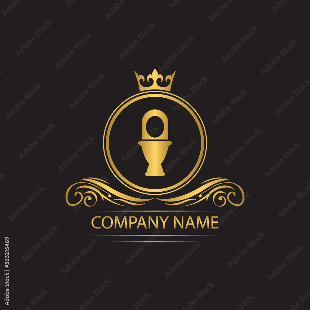 toilet bowl logo template luxury royal vector company decorative emblem ...