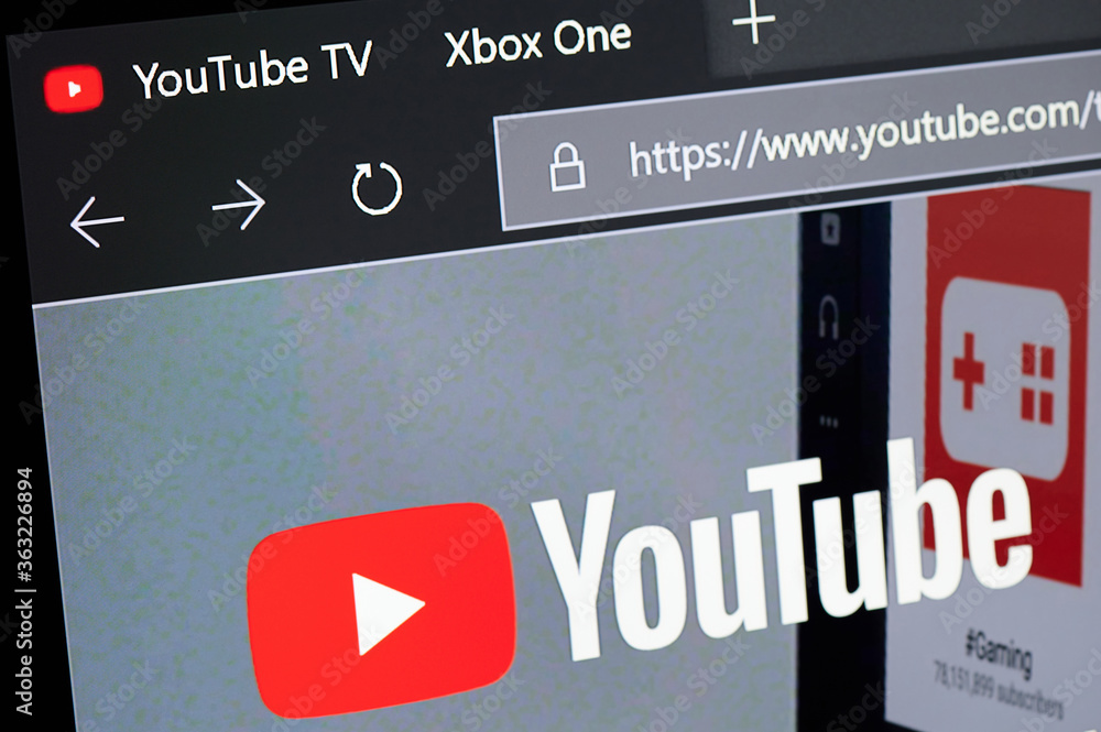 Youtube service main page Stock Photo | Adobe Stock