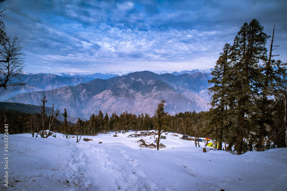The snow-capped high mountain of the Himalayan range of India, amazing ...