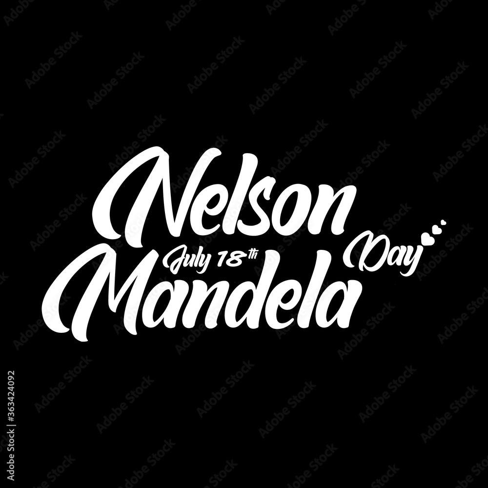 Vector de Stock Nelson Mandela day hand-written text, words, typography ... Vector de Stock Nelson Mandela day hand-written text, words, typography ...
