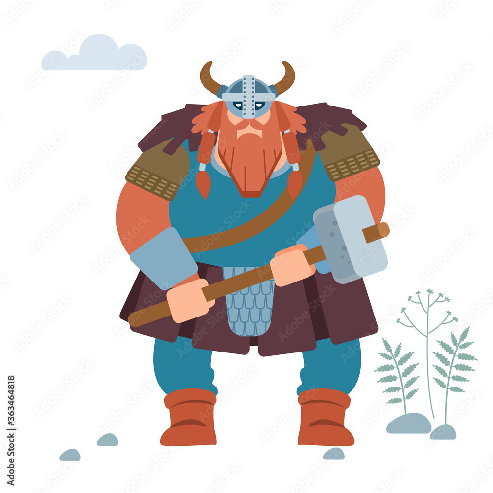 Viking. Warrior northerner. Medieval Viking armored attack with a ...