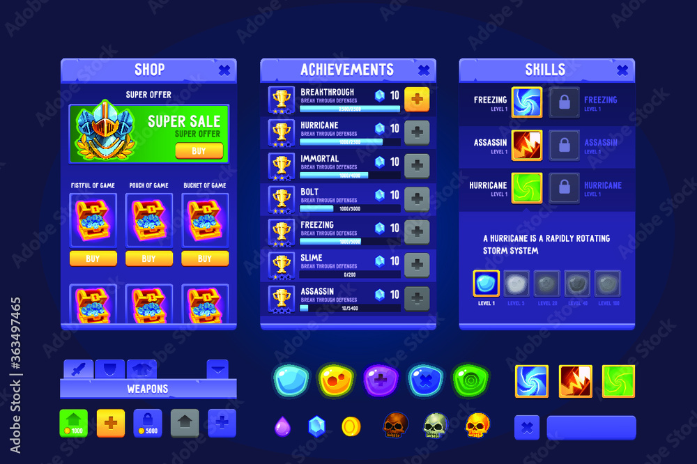fantasy game ui kit Stock Vector | Adobe Stock