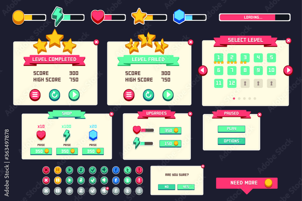 fantasy game ui kit Stock Vector | Adobe Stock