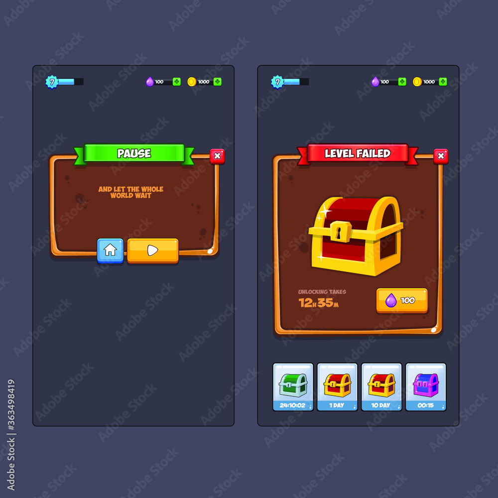 fantasy game ui kit Stock Vector | Adobe Stock