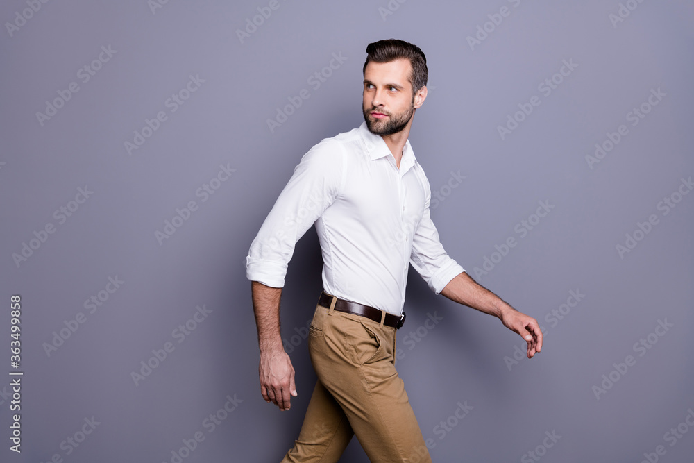 Profile side photo of masculine charismatic man manager ceo chief go ...