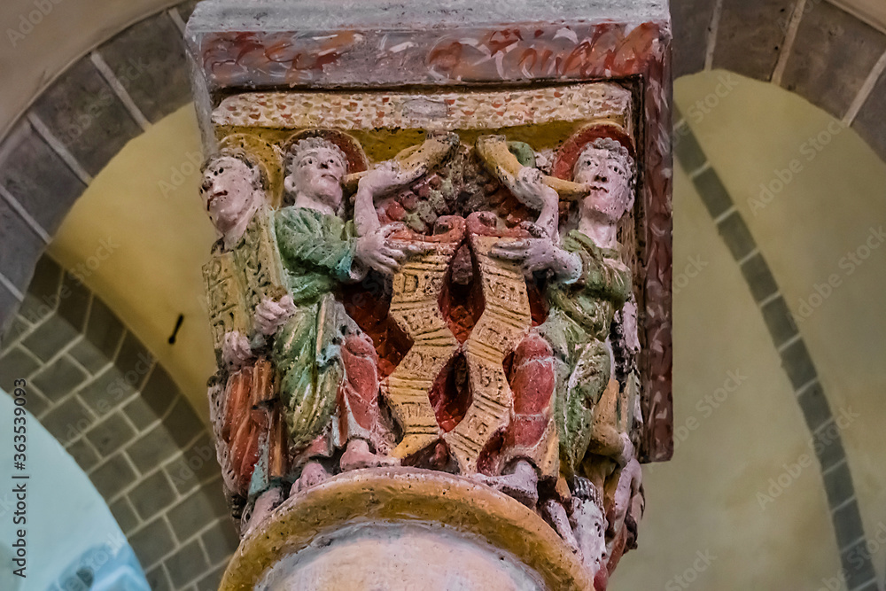 Interior view of Basilica of Notre-Dame du Port. Church founded by ...