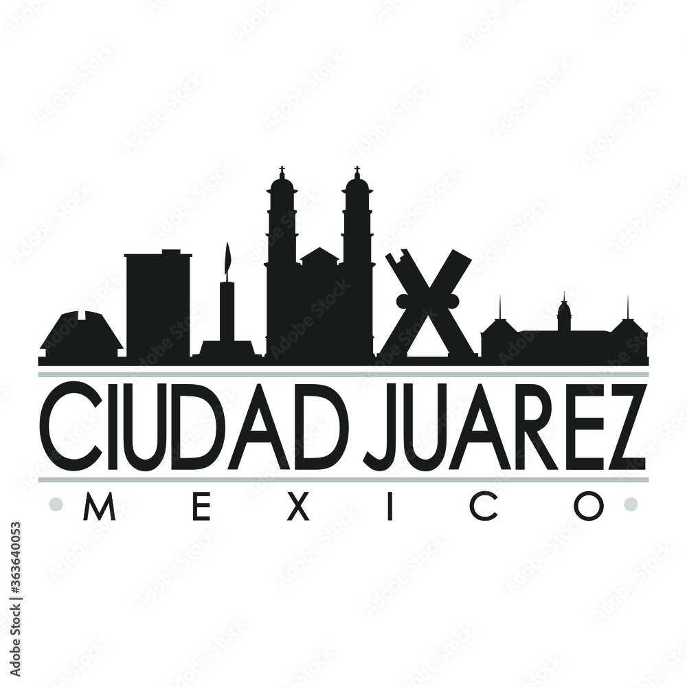Ciudad Juarez Mexico America Skyline Silhouette Design City Vector Art ...