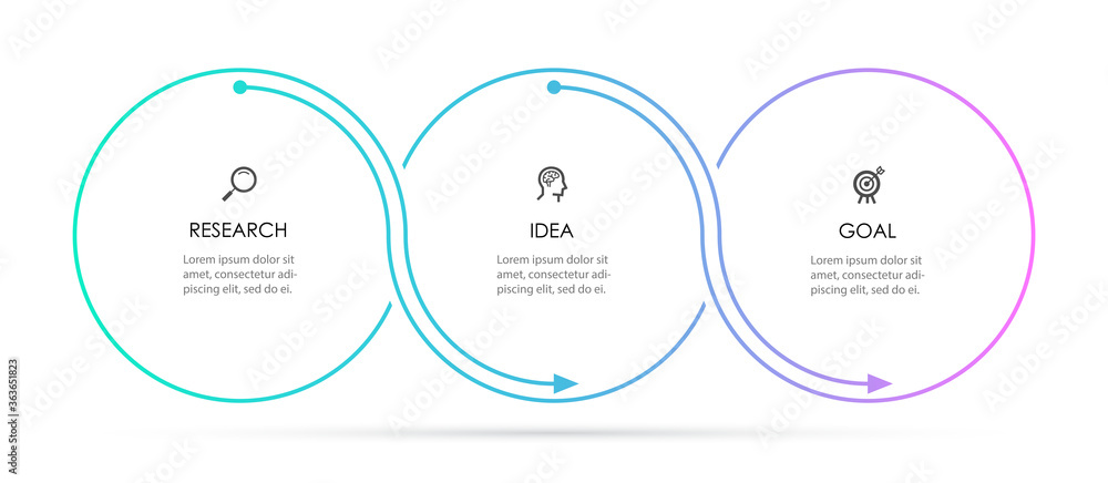 เวกเตอร์ Stock Vector Infographic thin line design with icons and 3 ...