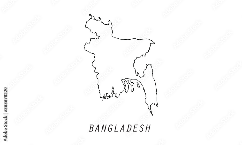 Bangladesh map outline country vector illustration Stock Vector | Adobe ...
