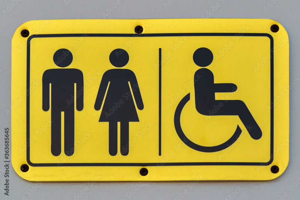 Toilets icon. Public restroom signs with a disabled access symbol ...