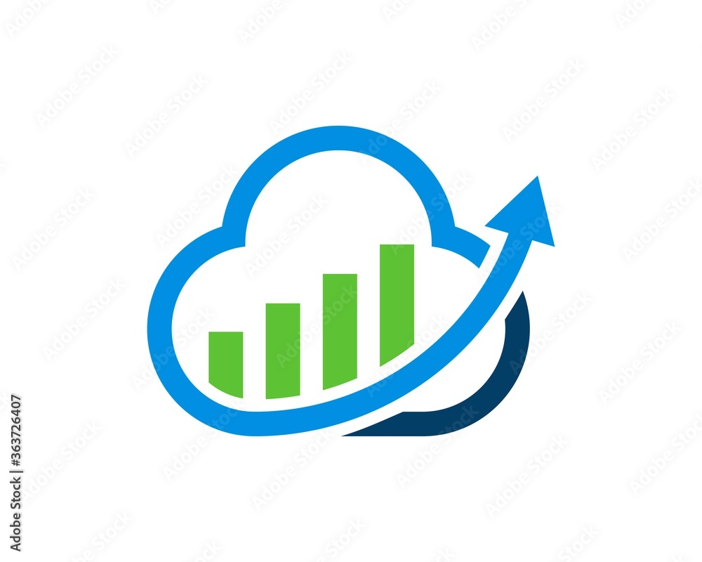 Cloud with financial chart and upside arrow Stock Vector | Adobe Stock