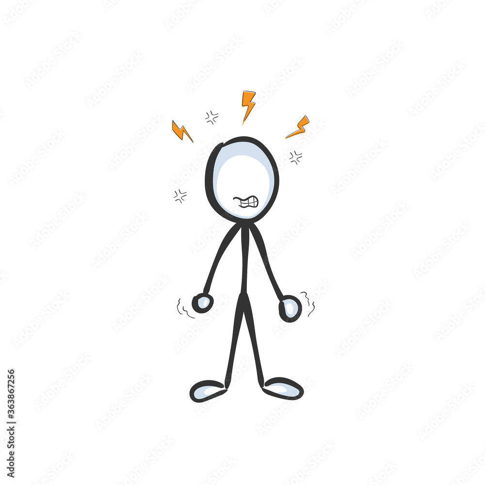 Vector de Stock Angry furious man. Vector simple stressed aggressive ...