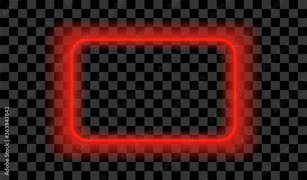 Neon rectangle lamp wall sign isolated on transparent background ...