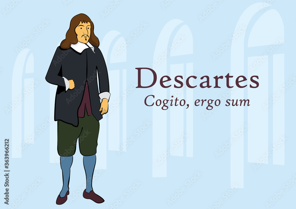Mathematician and philosopher Descartes as a cartoon character. Science ...