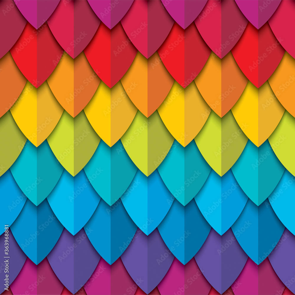 Rainbow seamless pattern with abstract scales. Vector background. Stock ...