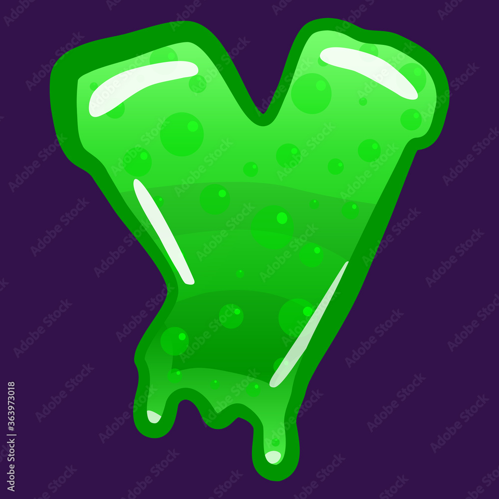 Slime font type letter Y latin alphabet. Green bubbling toxic mold ...