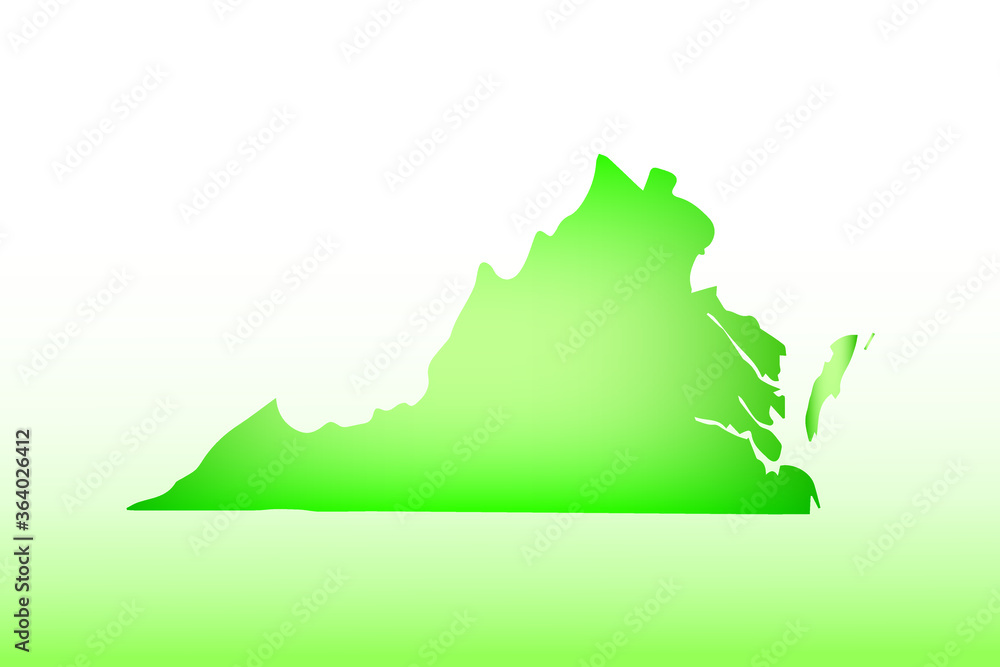Virginia map using green color with dark and light effect vector on ...