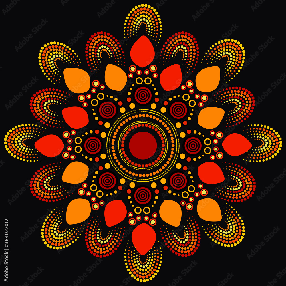 Aboriginal mandala dot painting - Vector illustration Stock Vector ...