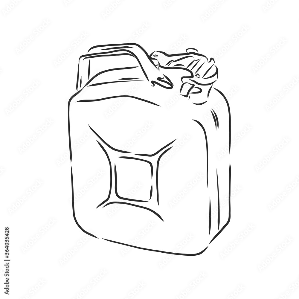 Vector Sketch Single Jerry Can, fuel canister, vector sketch ...