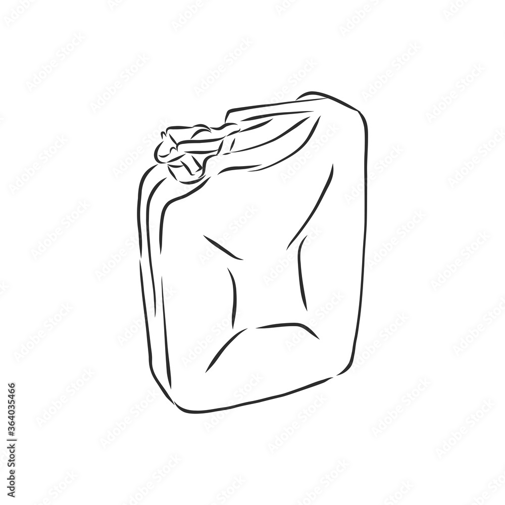 Vector Sketch Single Jerry Can, fuel canister, vector sketch ...