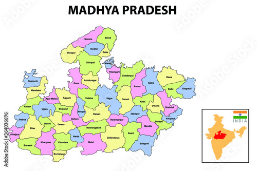 Madhya Pradesh Map. Political and administrative map of Madhya Pradesh ...