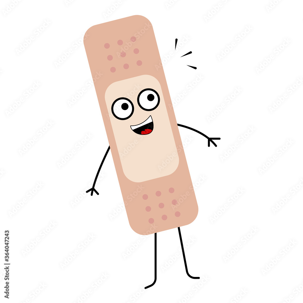 illustration vector of medical adhesive plaster. cute cartoon plaster character. isolated on ...