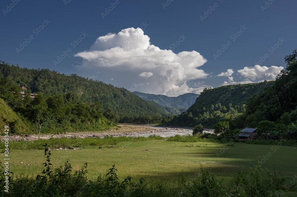 Budhi Gandaki river, a tributary of Gandaki/Narayani river as seen ...