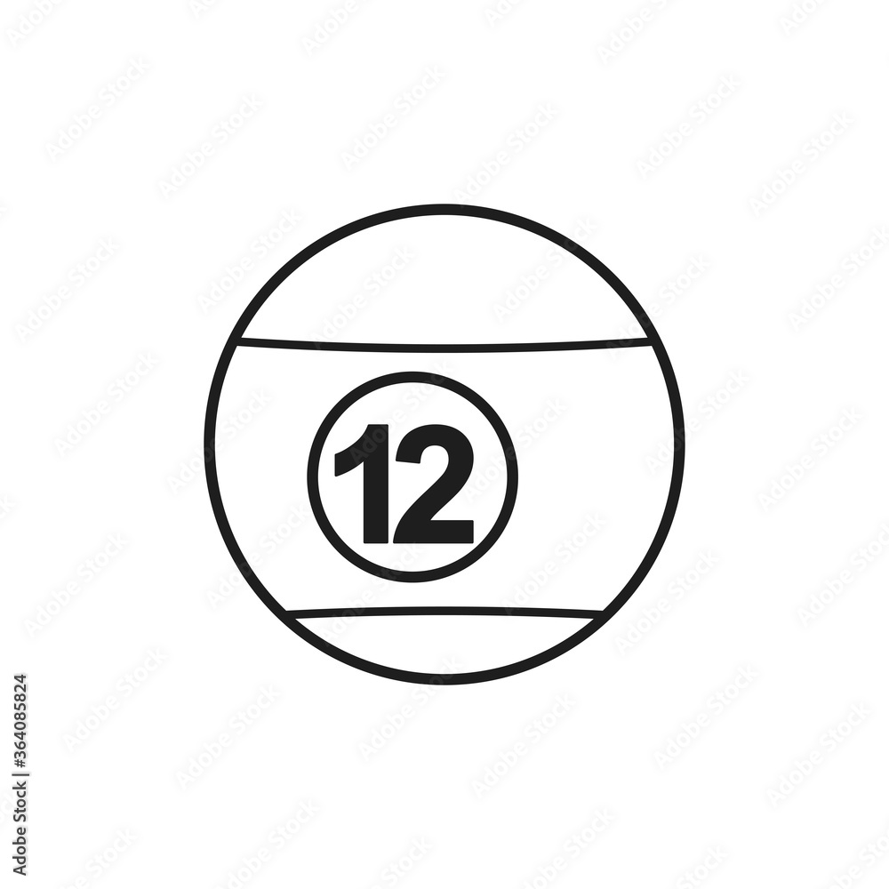 Billiard ball icon. 12 number ball symbol modern, simple, vector, icon ...
