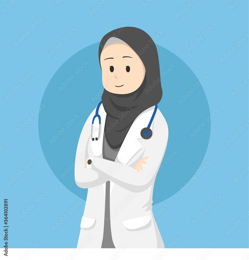 Muslim woman doctor wearing hijab Stock Vector | Adobe Stock