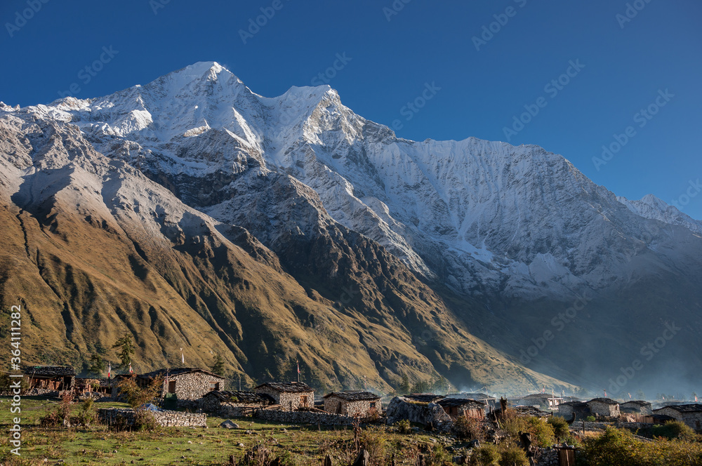 View of Kutang Himal range with Khayang & Saula Himal peaks, above ...