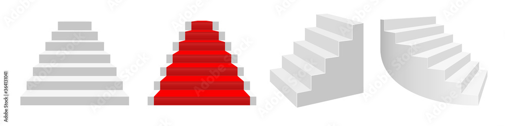 Realistic 3D vector staircases Stock Vector | Adobe Stock