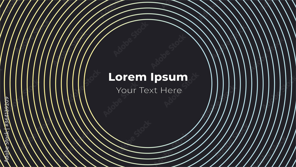 Placeholder text inside a circle design element, with yellow and blue ...