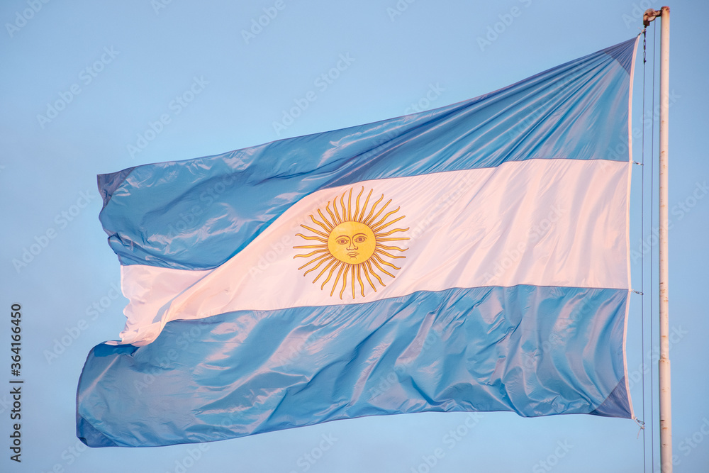 Foto de Stock Bandera de Argentina flameando | Adobe Stock