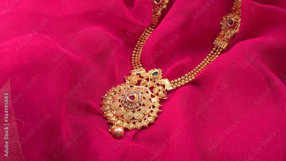 Indian Traditional gold Jewellery on beautiful background. Stock Photo ...