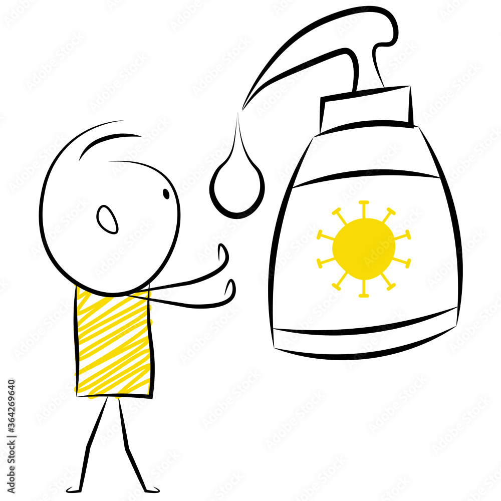 cartoon stickman: Caution, wash hands. Vector Illustration Stock Vector ...