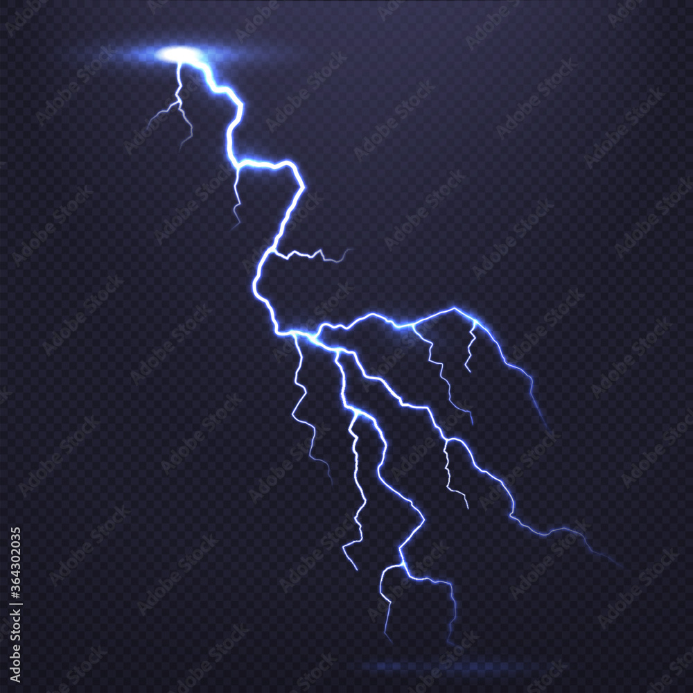 Lightning, natural light effect, bright glowing isolated on dark ...