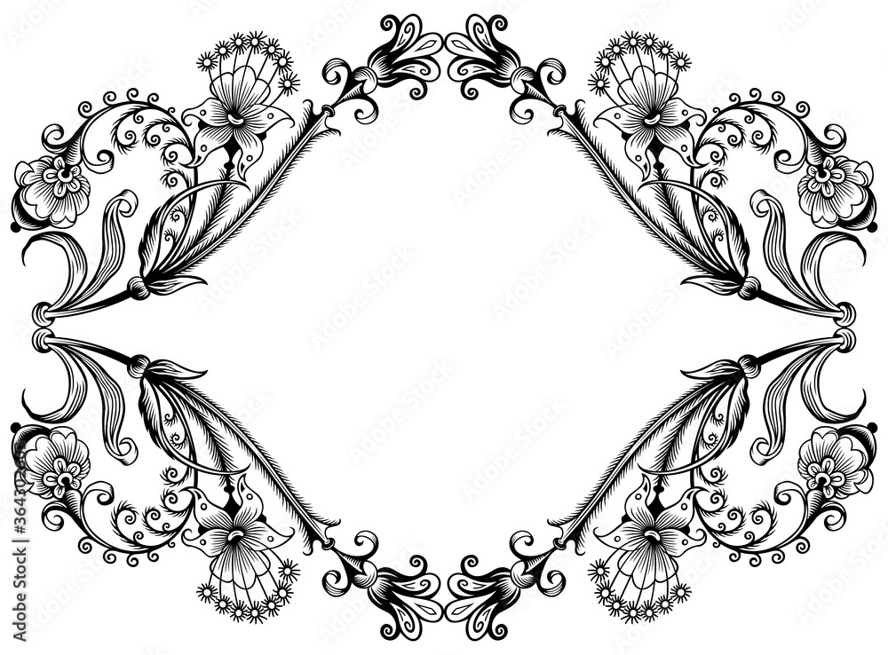 Floral vector vintage border. Frame design. Stock Vector | Adobe Stock