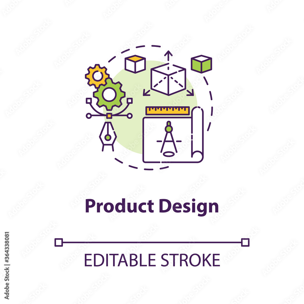 Product design concept icon. Merchandise modeling. Modern technology ...