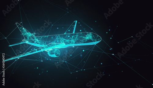 Abstract polygonal airplane on gray background. - Buy this stock photo ...